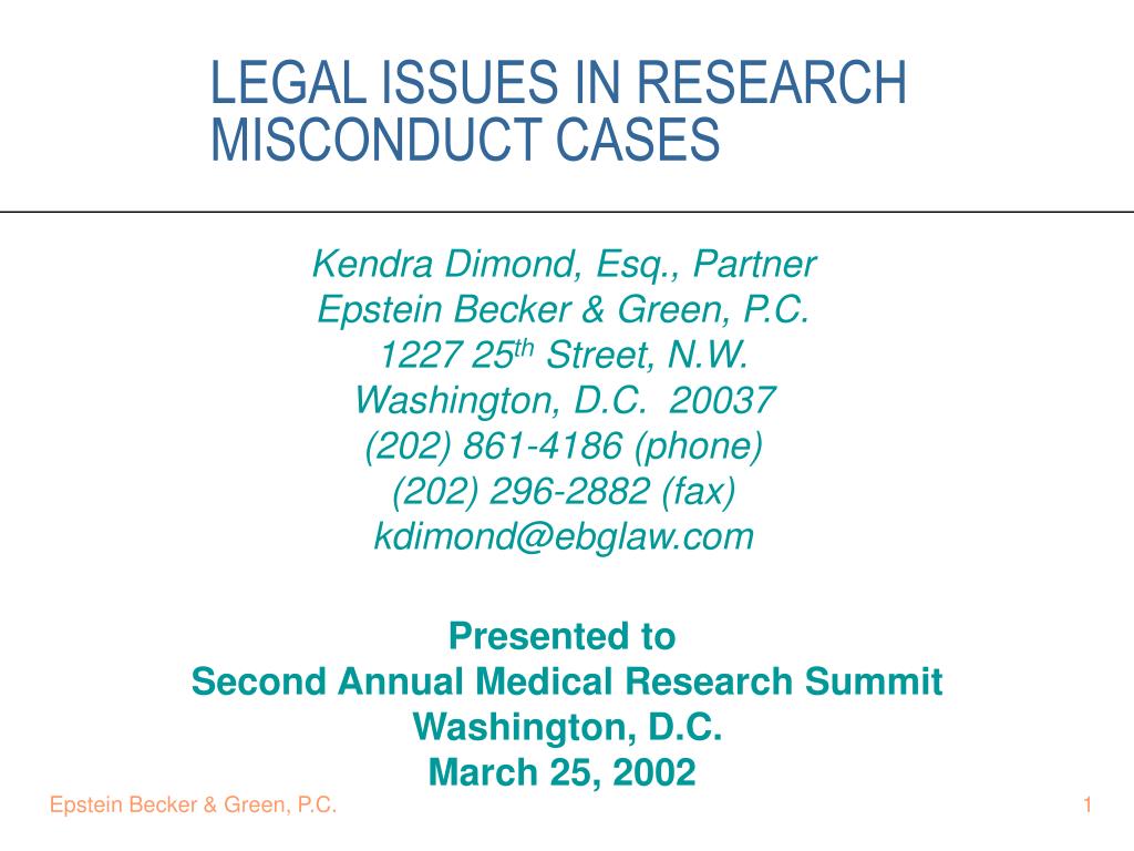 PPT - Addressing Legal Issues in Research Misconduct Cases PowerPoint ...