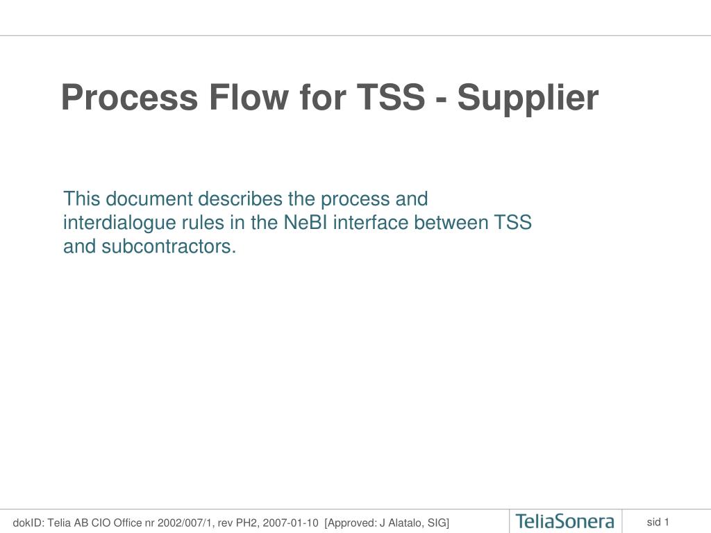 PPT - Process Flow for TSS - Supplier PowerPoint Presentation, free ...