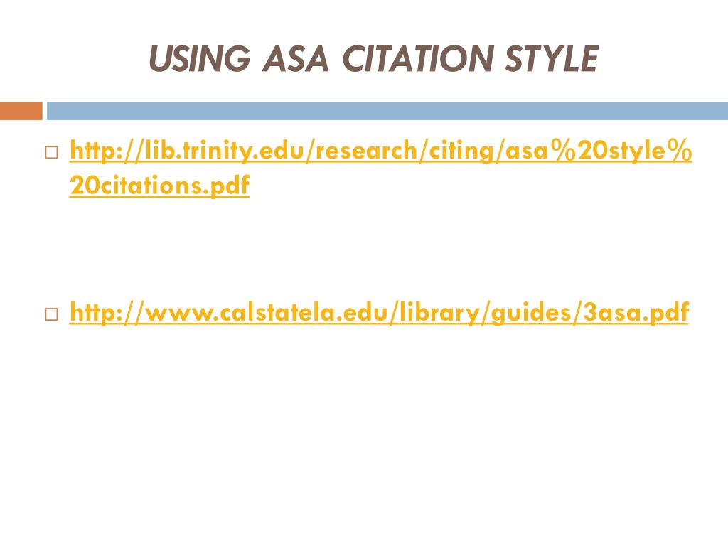 PPT - USING ASA CITATION STYLE PowerPoint Presentation, free download ...
