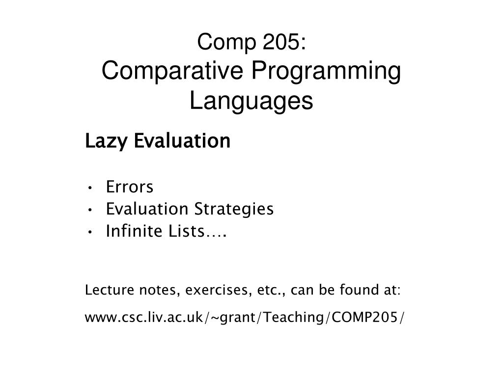 PPT - Comp 205: Comparative Programming Languages PowerPoint ...
