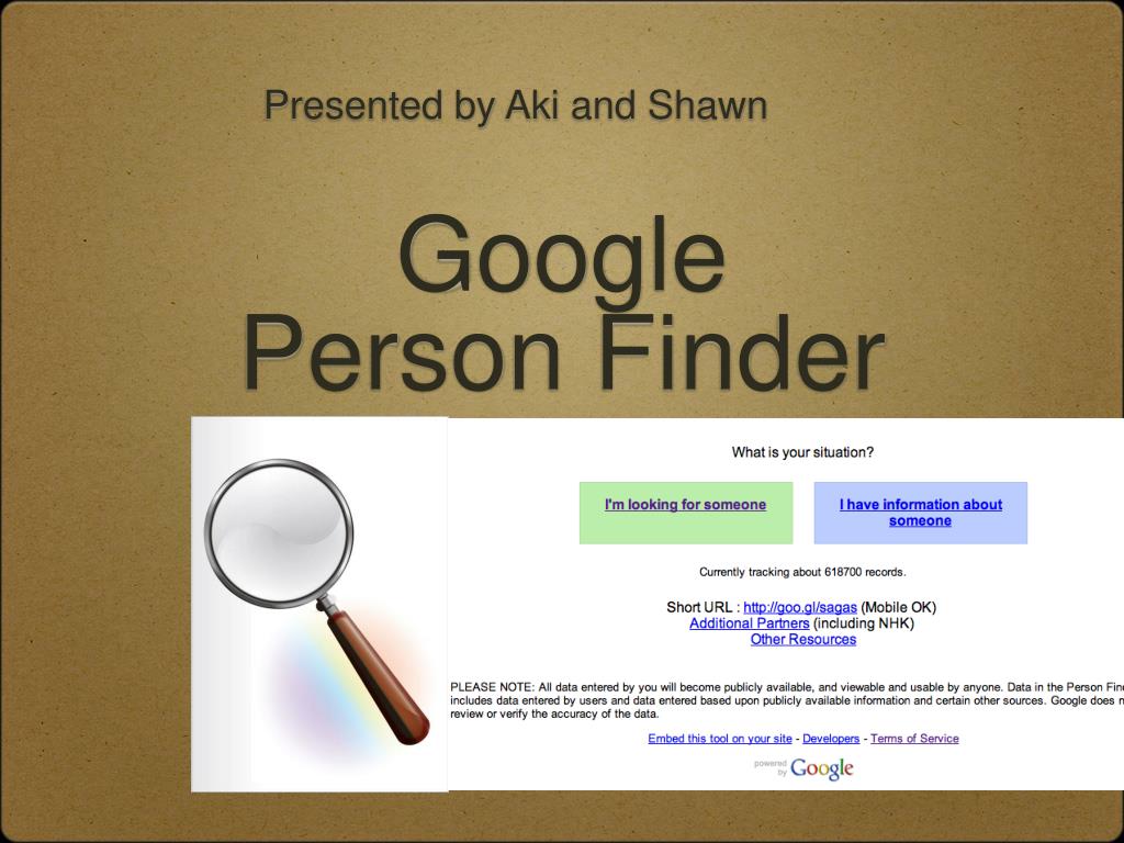 PPT - Google Person Finder PowerPoint Presentation, free download - ID ...