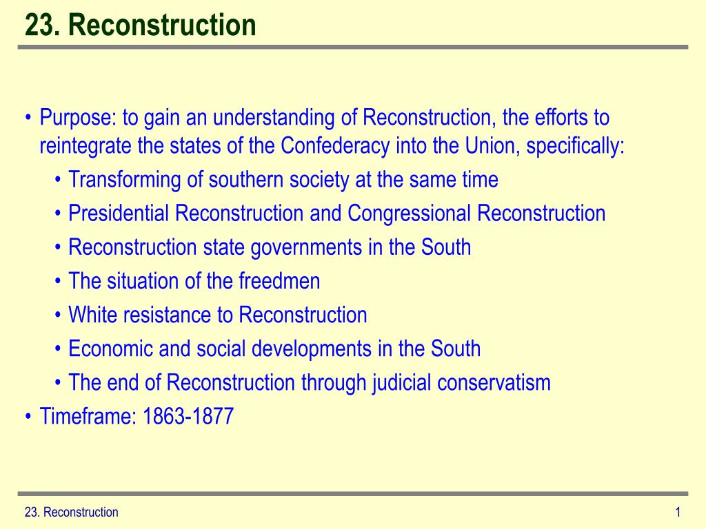 PPT - 23. Reconstruction PowerPoint Presentation, free download - ID ...