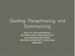 PPT - Quoting, Summarizing and Paraphrasing PowerPoint Presentation ...
