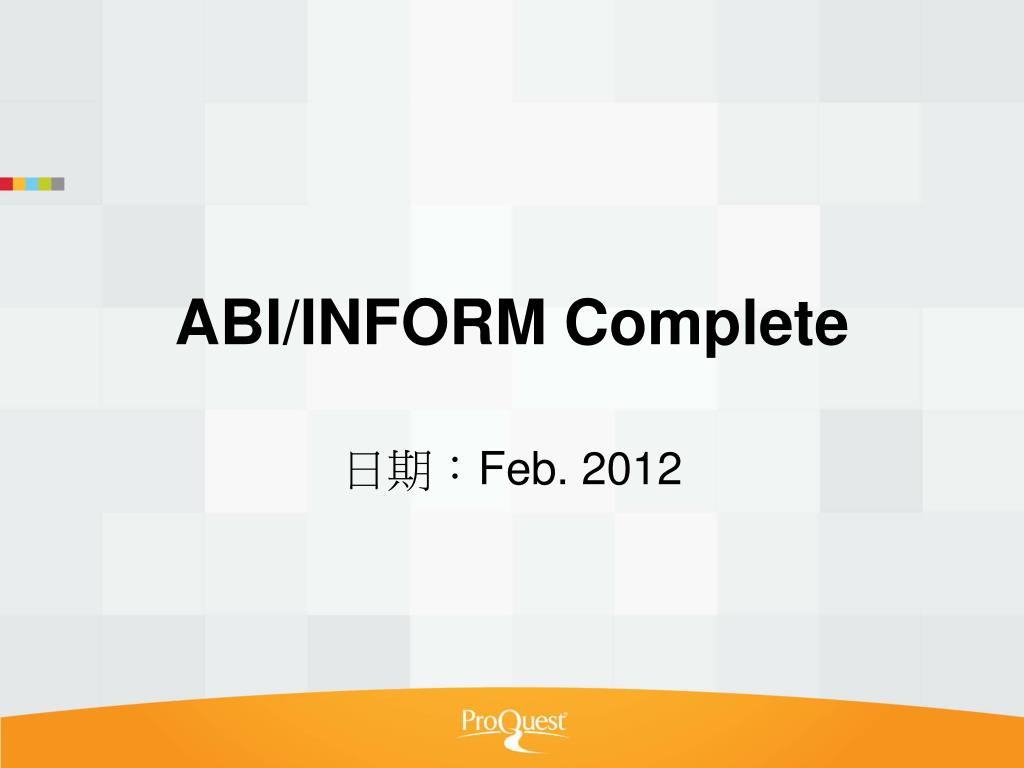 PPT - ABI/INFORM Complete PowerPoint Presentation, free download - ID ...