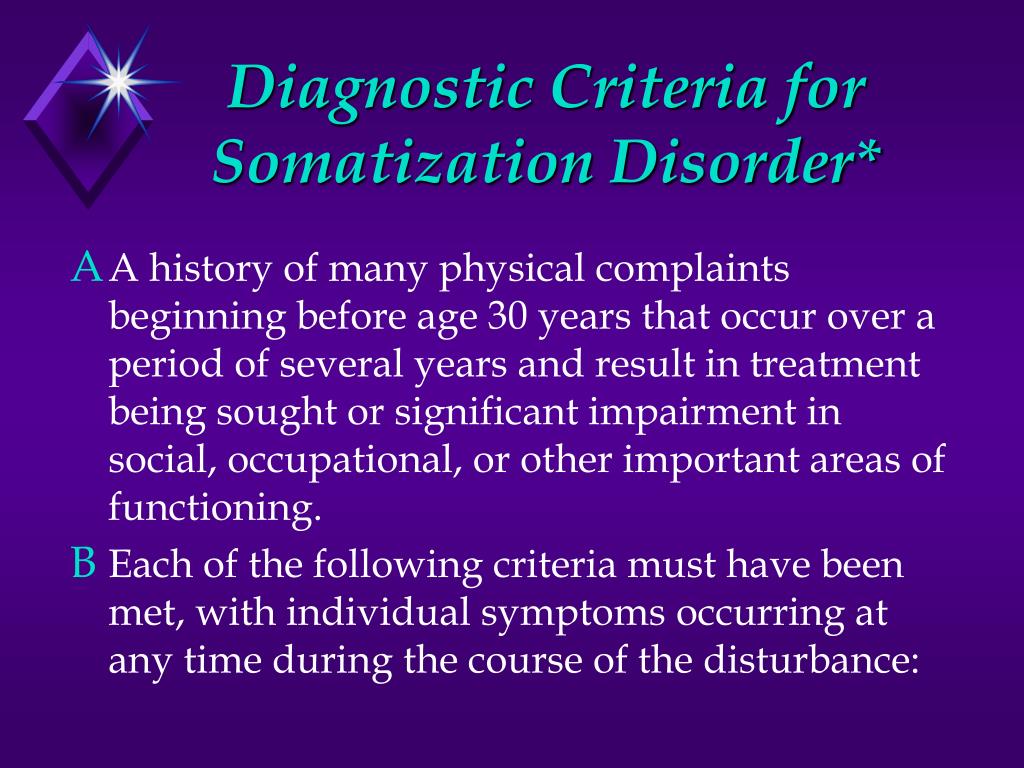 PPT - Diagnostic Criteria for Somatization Disorder* PowerPoint ...