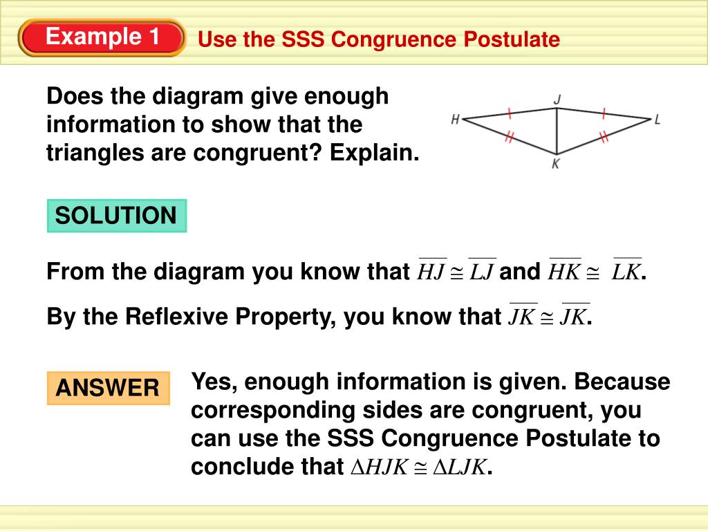PPT - Use the SSS Congruence Postulate PowerPoint Presentation, free ...