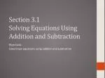 PPT - Solving Addition and Subtraction Equations PowerPoint ...