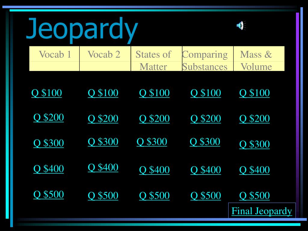 PPT - Understanding Matter and its Properties in Jeopardy Game ...