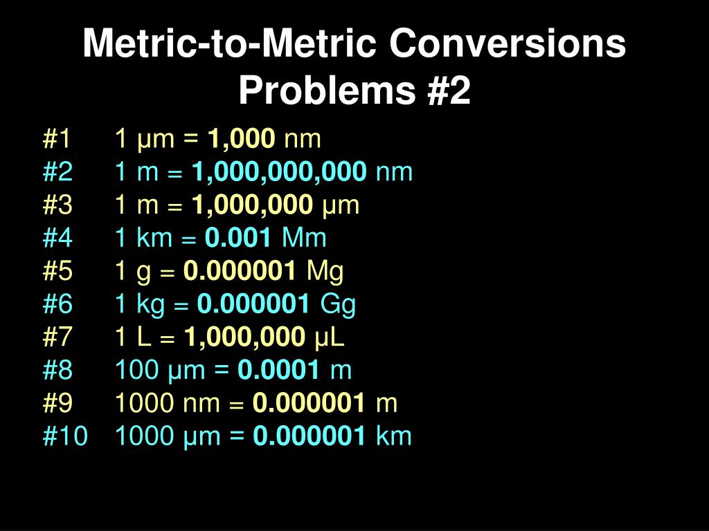 PPT - Metric-to-Metric Conversions Problems #2 PowerPoint Presentation ...