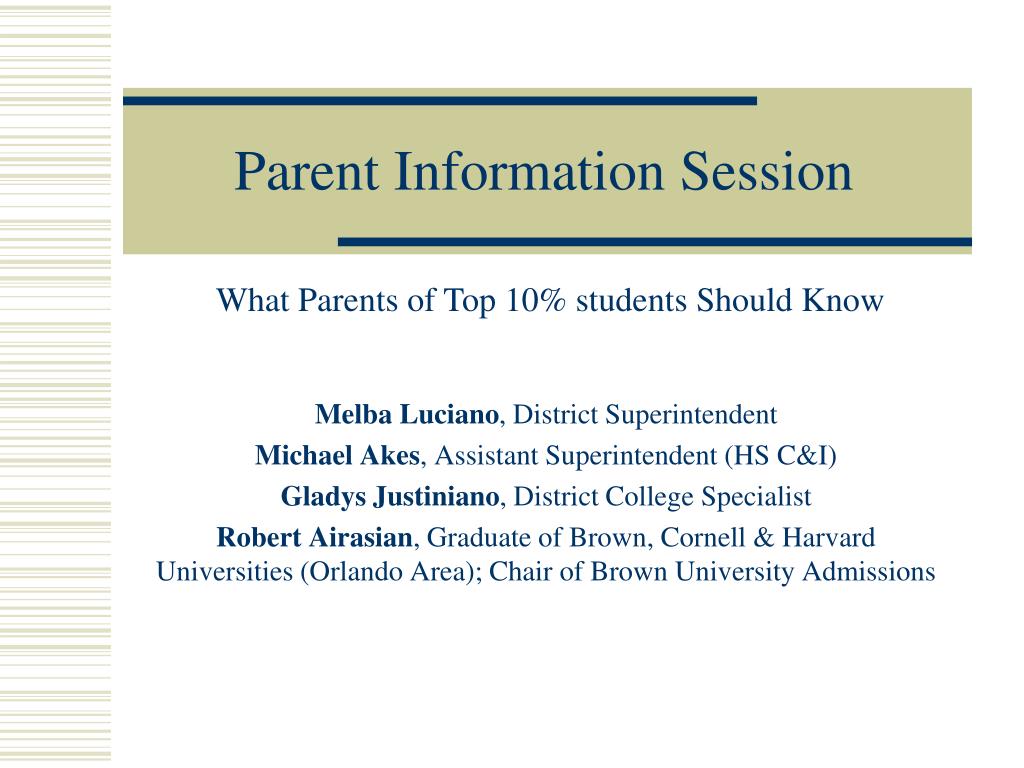 PPT - Parent Information Session PowerPoint Presentation, free download ...