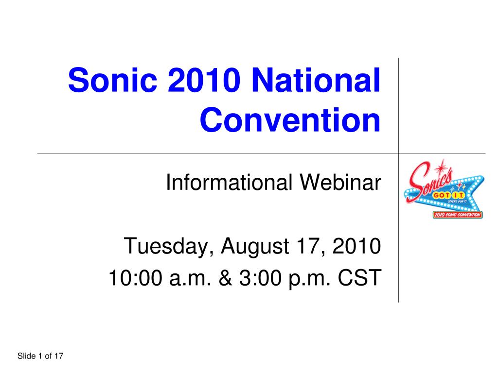 PPT - Sonic 2010 National Convention PowerPoint Presentation, free ...