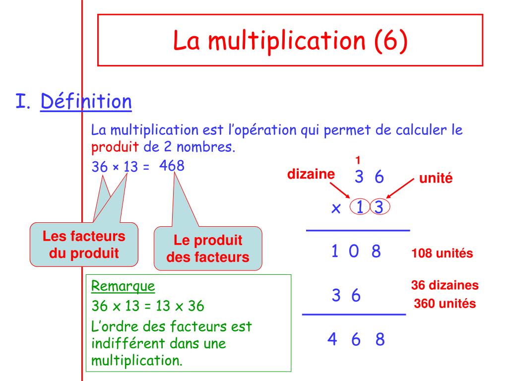 PPT - La multiplication (6) PowerPoint Presentation, free download - ID ...