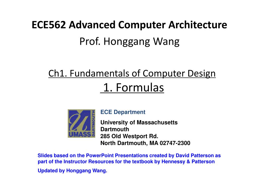 PPT - Ch1. Fundamentals of Computer Design 1. Formulas PowerPoint ...