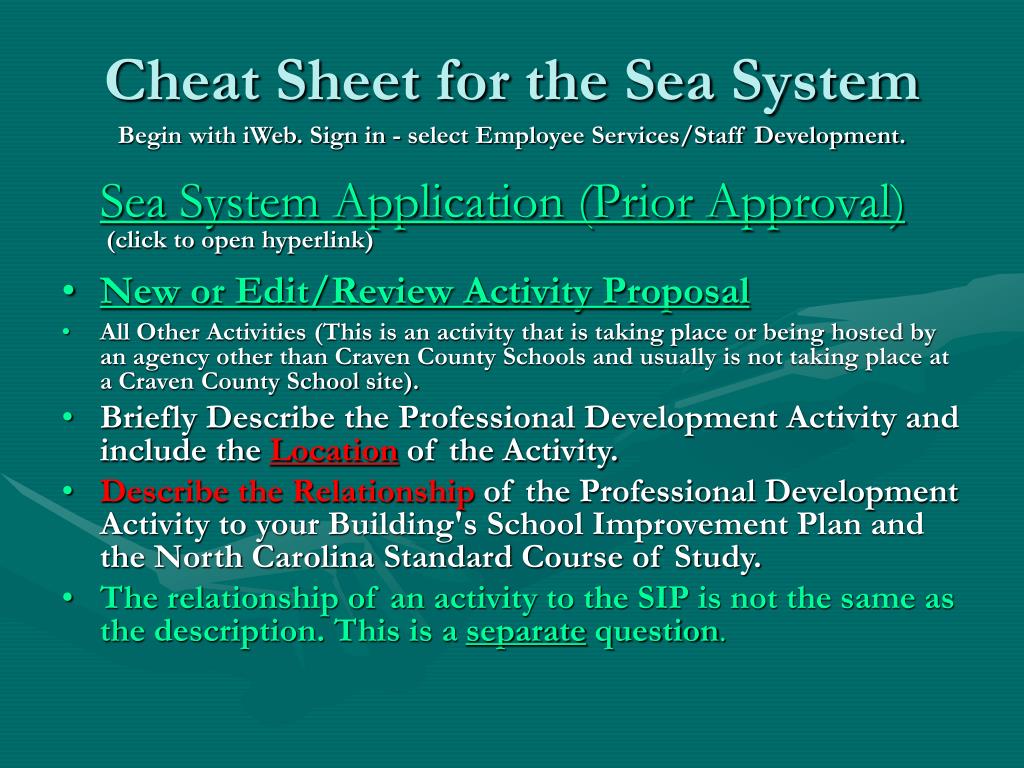 PPT - Cheat Sheet for the Sea System PowerPoint Presentation, free ...