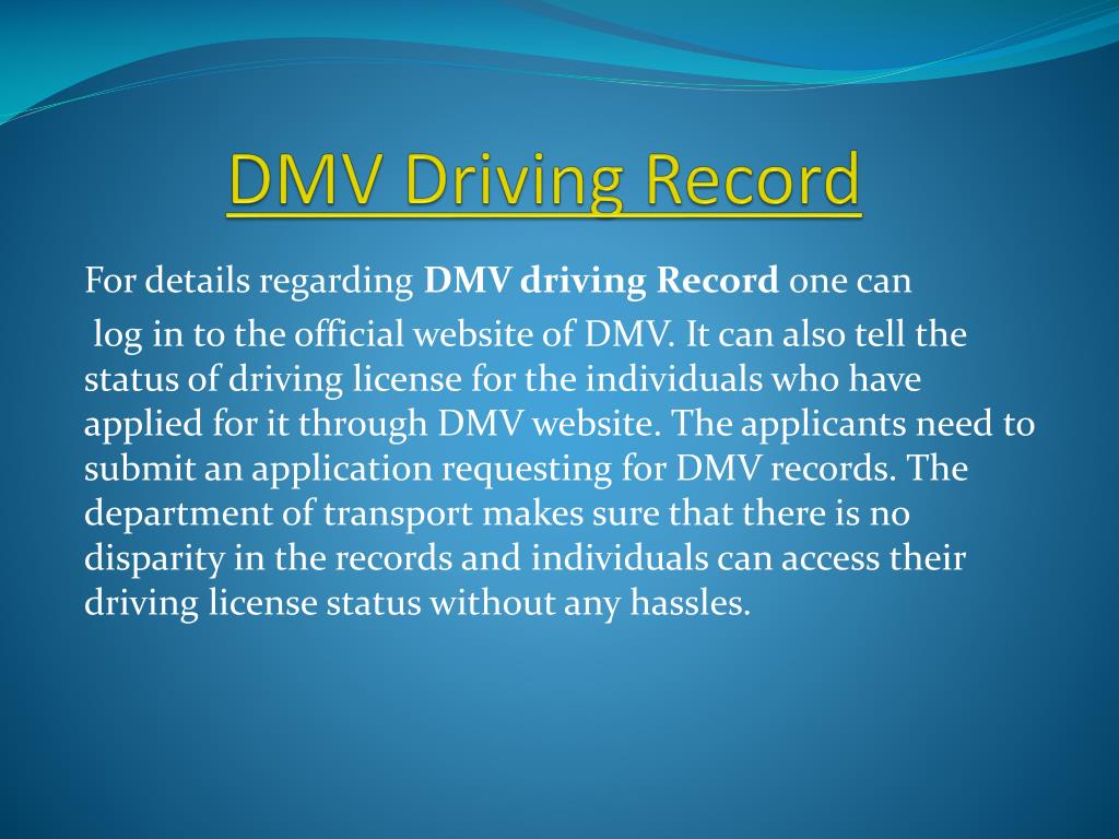 PPT - DMV Driving Record PowerPoint Presentation, free download - ID ...
