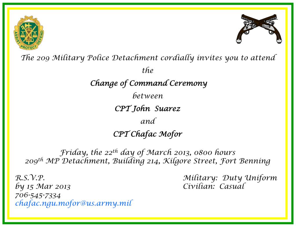 PPT - The 209 Military Police Detachment cordially invites you to ...