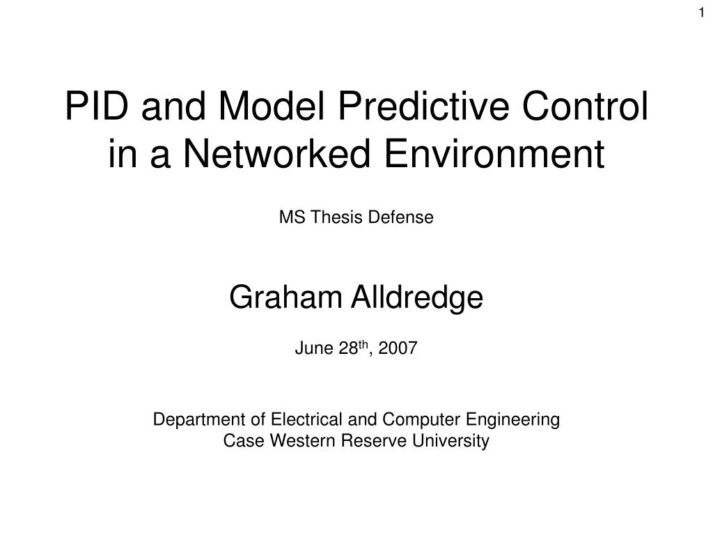 PPT - PID and Model Predictive Control in a Networked Environment ...