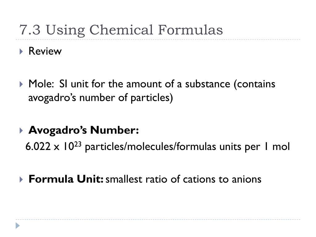 PPT - 7.3 Using Chemical Formulas PowerPoint Presentation, free ...