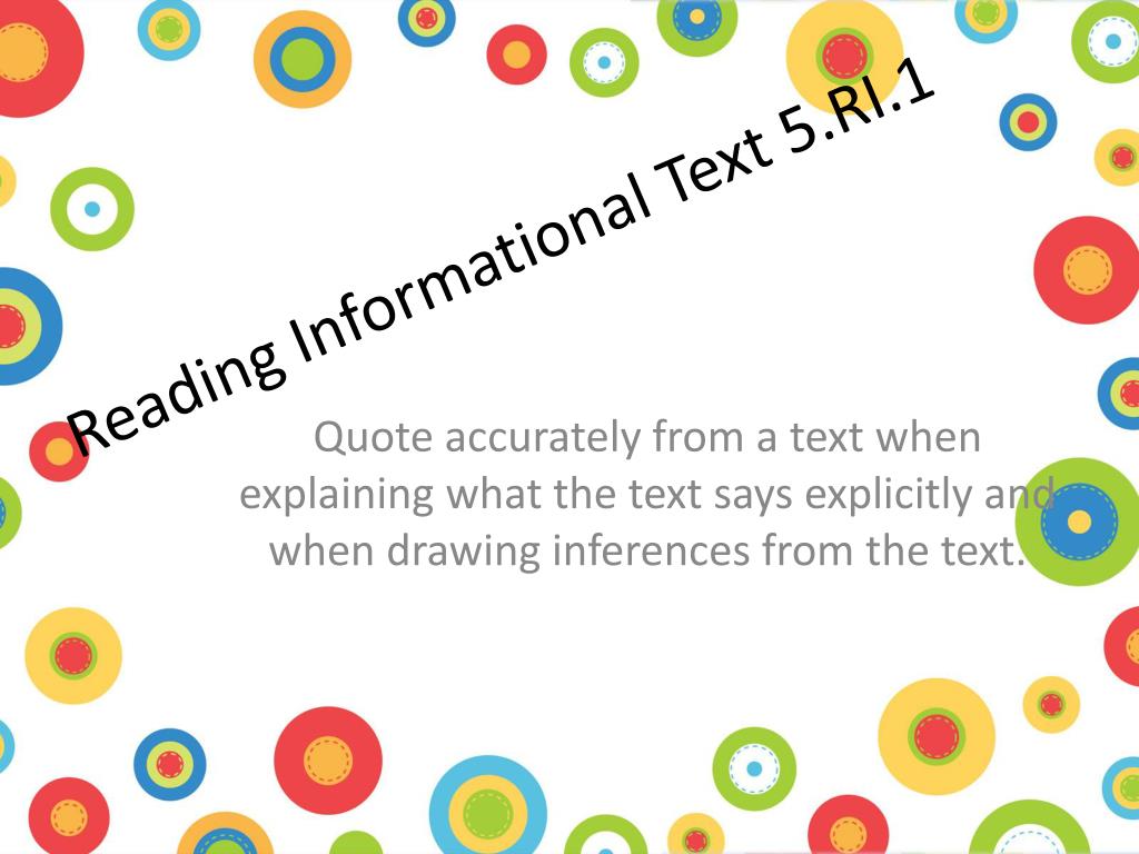 PPT - Reading Informational Text 5.RI.1 PowerPoint Presentation, free ...
