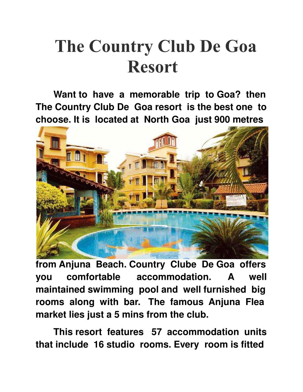PPT - The Country Club De Goa Resort PowerPoint Presentation, free ...