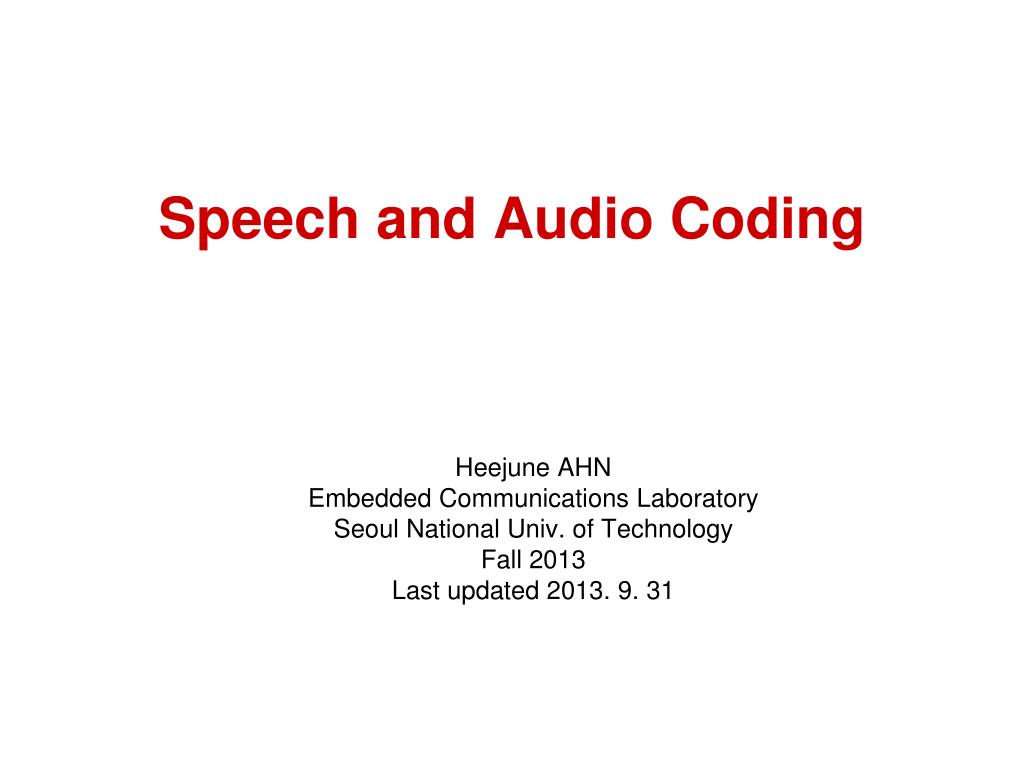 PPT - Speech and Audio Coding PowerPoint Presentation, free download ...