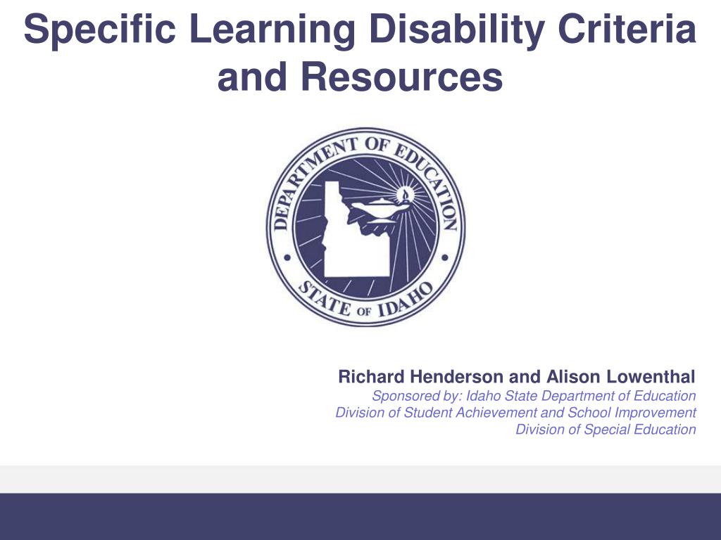 PPT - Specific Learning Disability Criteria and Resources PowerPoint ...