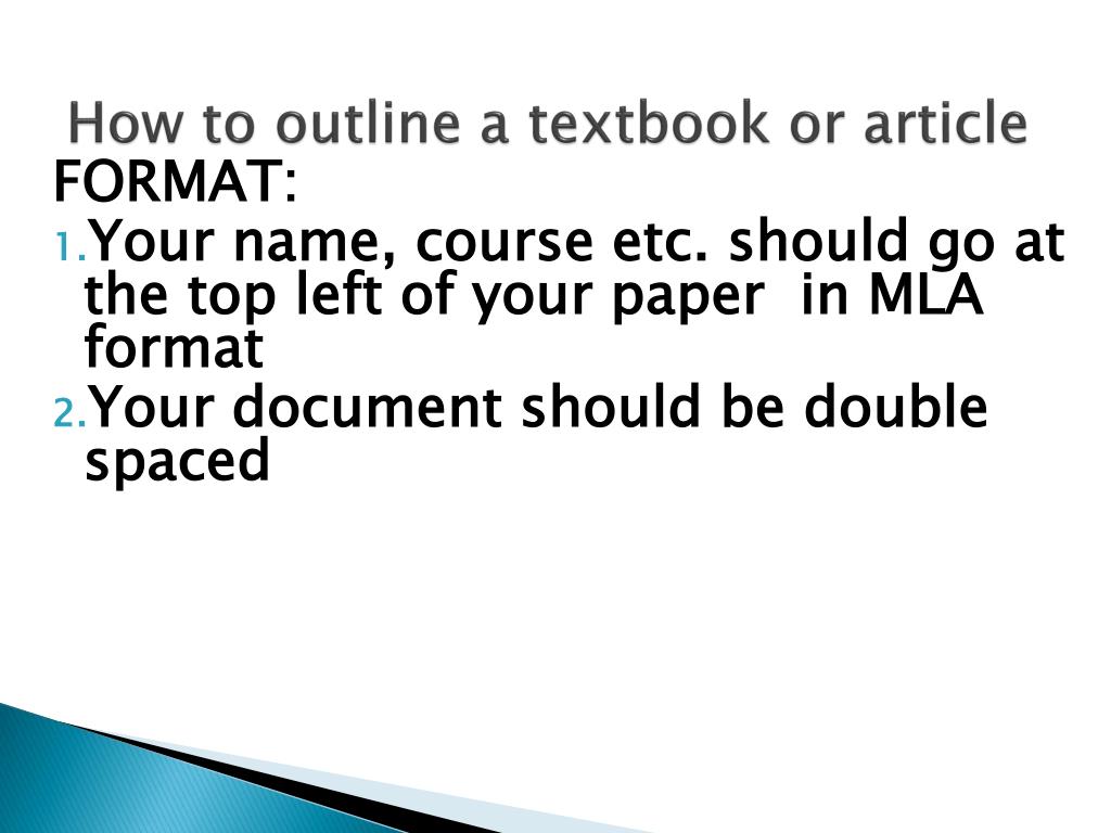 PPT - How to Effectively Outline a Textbook or Article in MLA Format ...