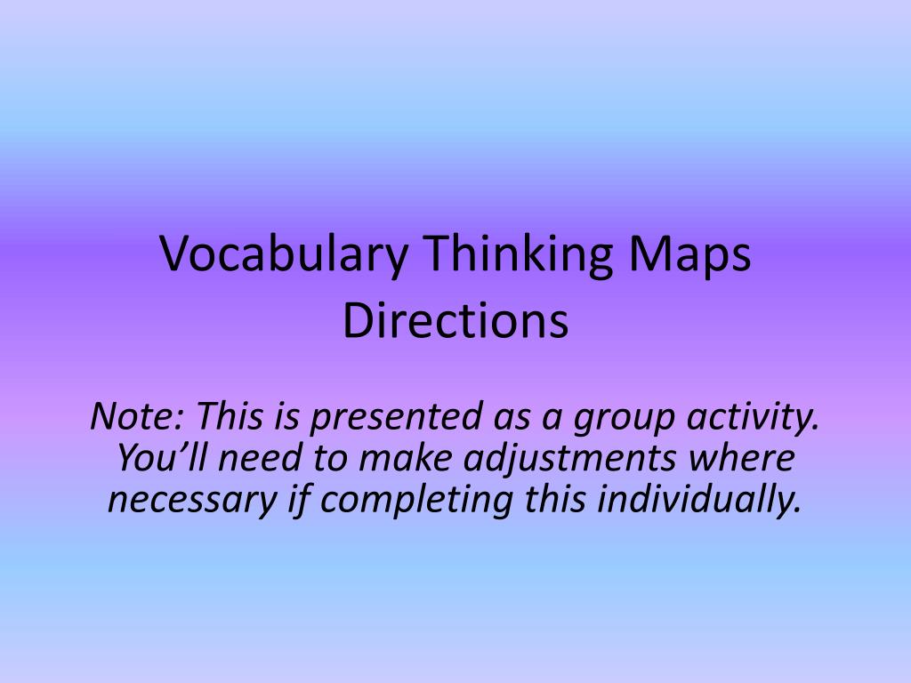 PPT - Vocabulary Thinking Maps Directions PowerPoint Presentation, free ...