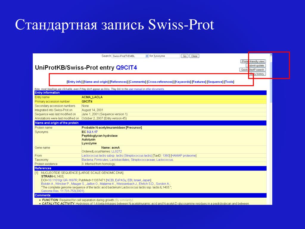 PPT - Стандартная запись Swiss-Prot PowerPoint Presentation - ID:5994236
