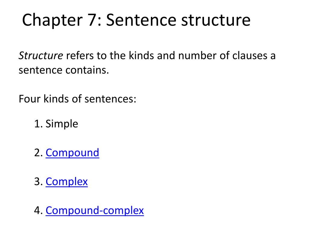 PPT - Chapter 7: Sentence structure PowerPoint Presentation, free ...