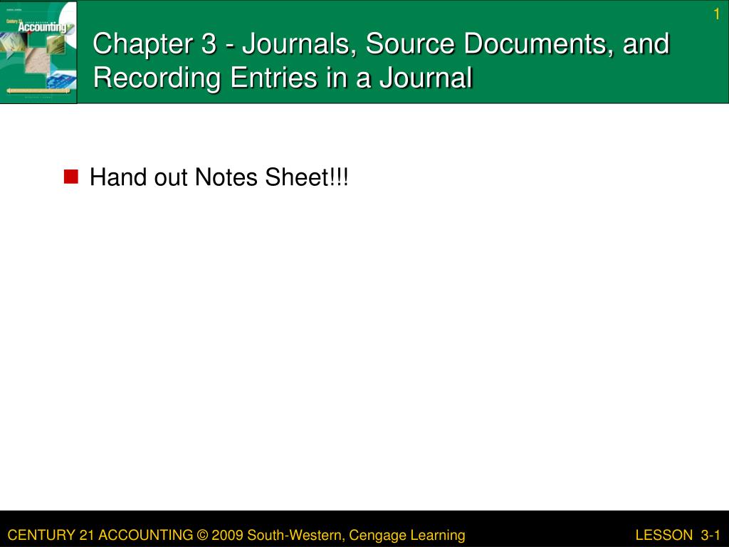 PPT - Chapter 3 - Journals, Source Documents, and Recording Entries in ...