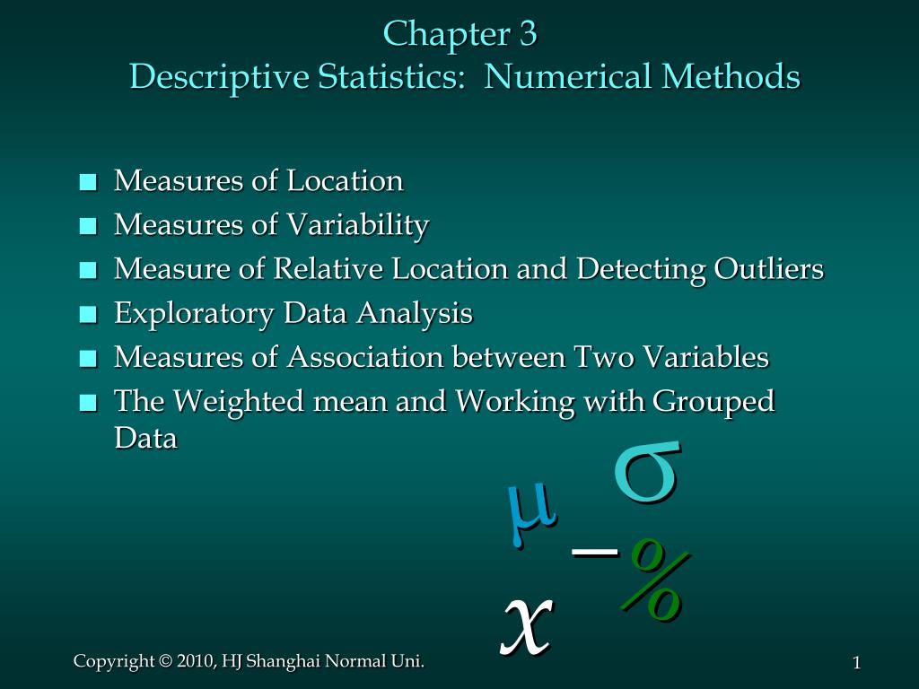 PPT - Chapter 3 Descriptive Statistics: Numerical Methods PowerPoint ...