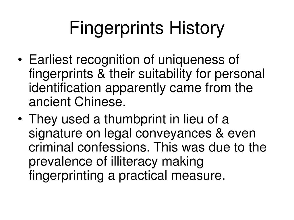 PPT - Fingerprints History PowerPoint Presentation, free download - ID ...