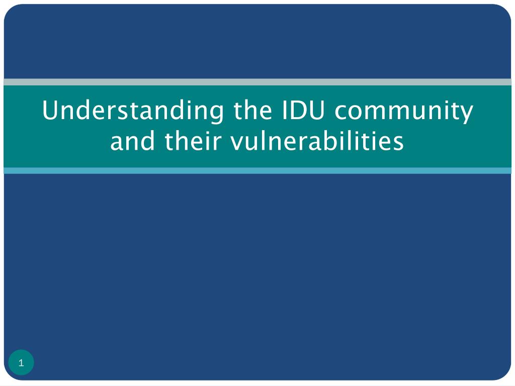 PPT - Understanding the IDU community and their vulnerabilities ...