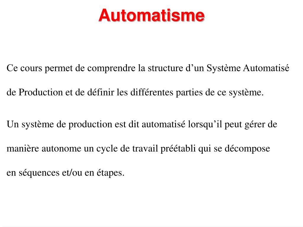 PPT - Automatisme PowerPoint Presentation, free download - ID:6054472