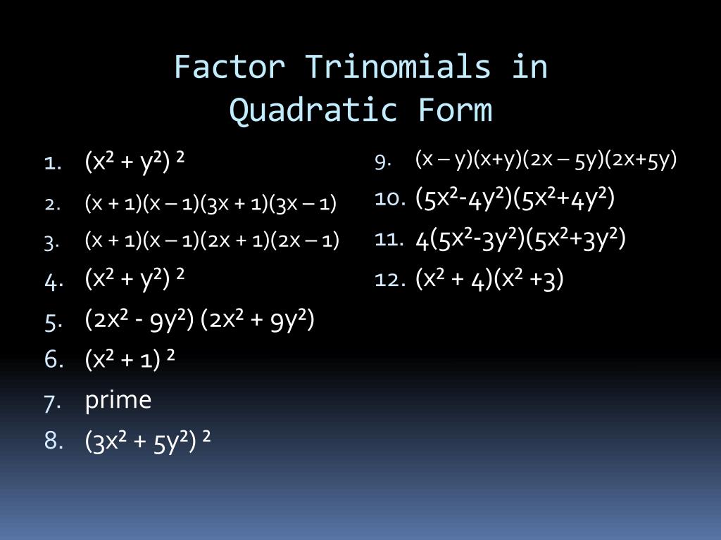PPT - Mastering Factorization of Quadratic Trinomials and Expressions ...