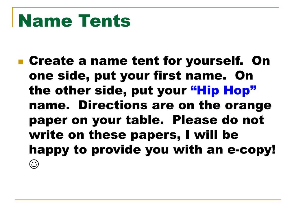 PPT - Name Tents PowerPoint Presentation, free download - ID:6057519