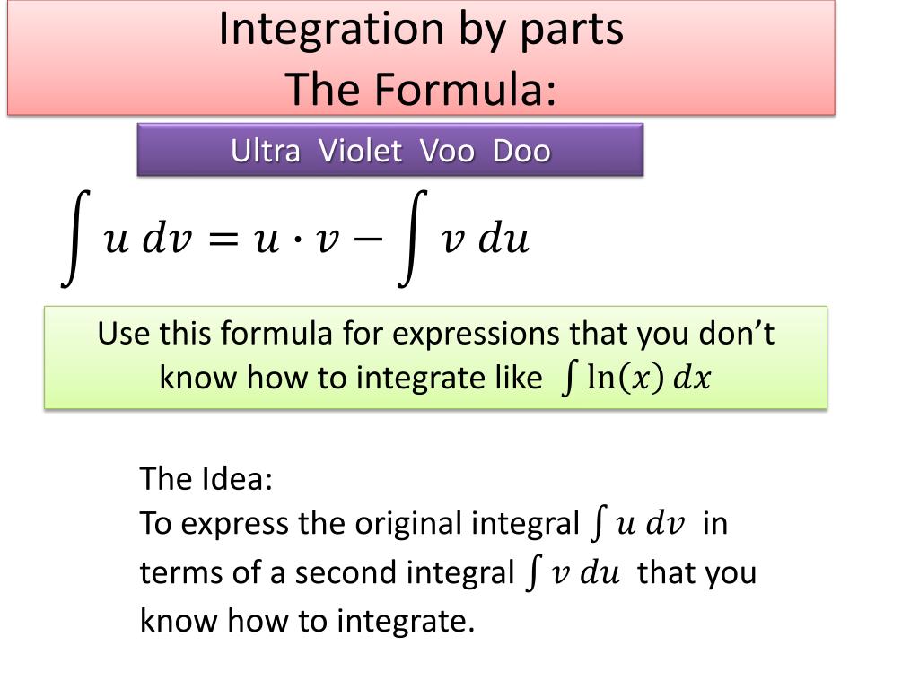 PPT - Integration by parts The Formula: PowerPoint Presentation, free ...