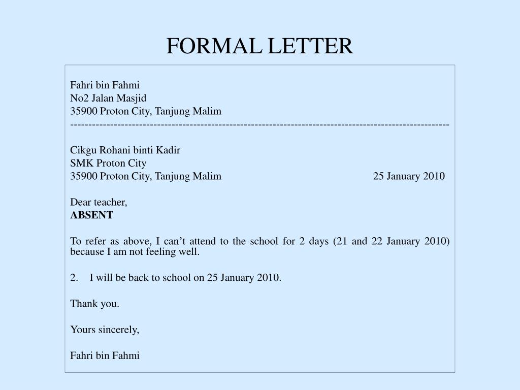PPT - FORMAL LETTER PowerPoint Presentation, free download - ID:6061818