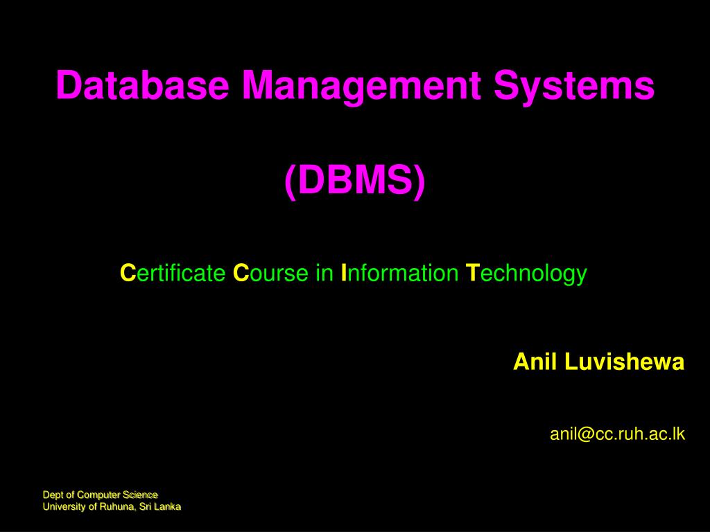 PPT - Database Management Systems (DBMS) PowerPoint Presentation, free ...