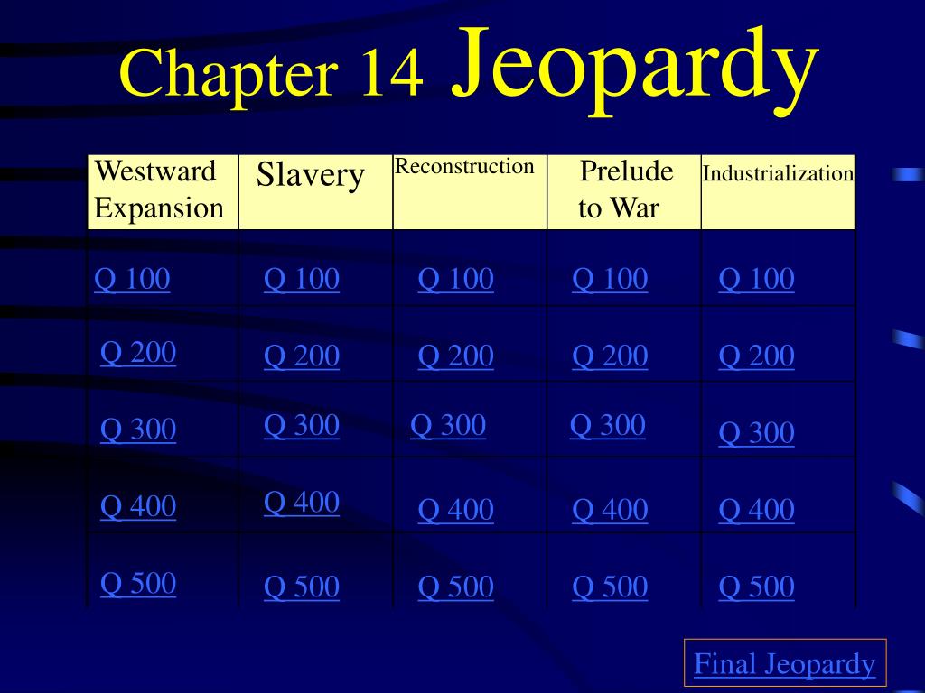 PPT - American History Jeopardy: Westward Expansion, Slavery ...