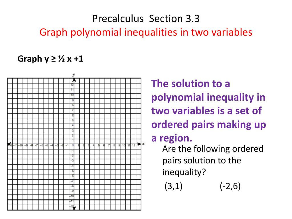 PPT - Precalculus Section 3.3 Graph polynomial inequalities in two ...