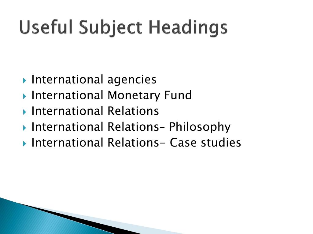 PPT - Useful Subject Headings PowerPoint Presentation, free download ...