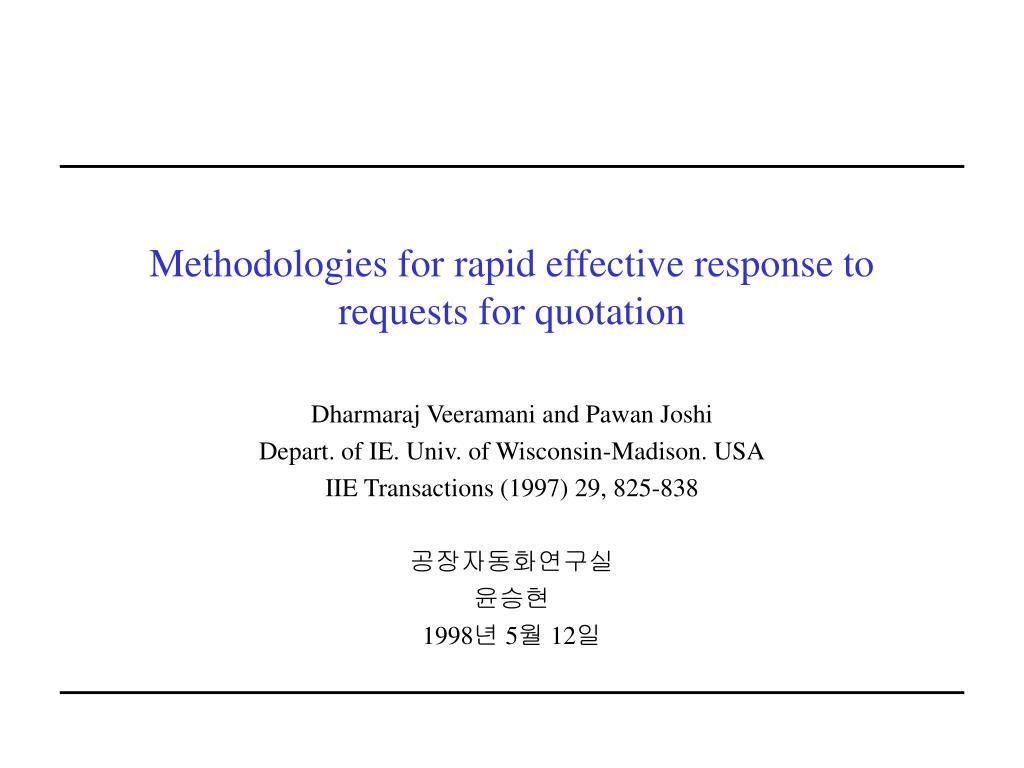 PPT - Methodologies for rapid effective response to requests for ...