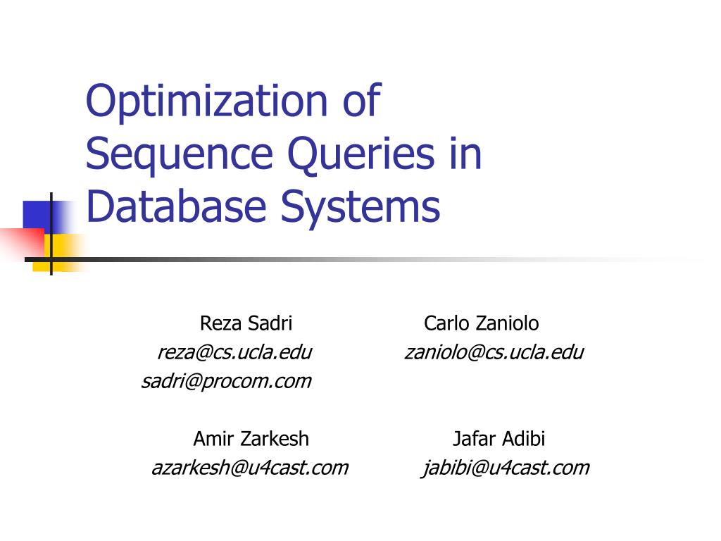 PPT - Optimization of Sequence Queries in Database Systems PowerPoint ...