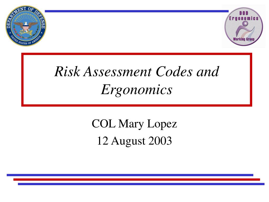 PPT - Risk Assessment Codes and Ergonomics PowerPoint Presentation ...