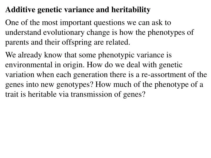 PPT Additive Genetic Variance And Heritability PowerPoint PPT Additive Genetic Variance And Heritability PowerPoint