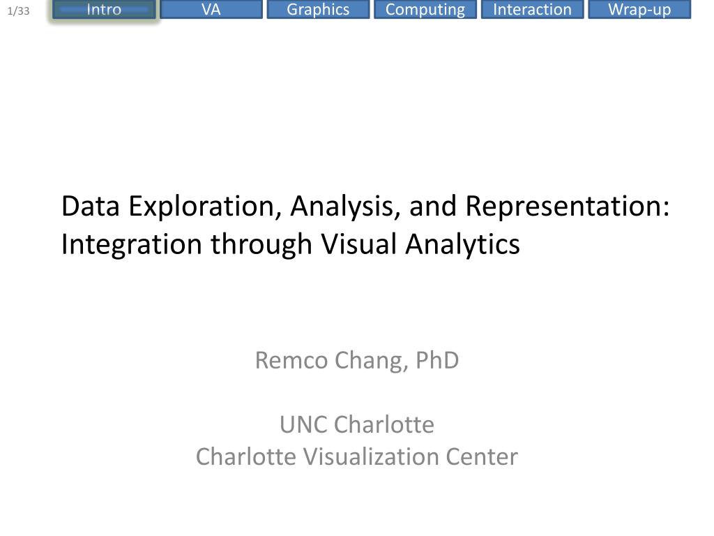 PPT - Data Exploration, Analysis, and Representation: Integration ...