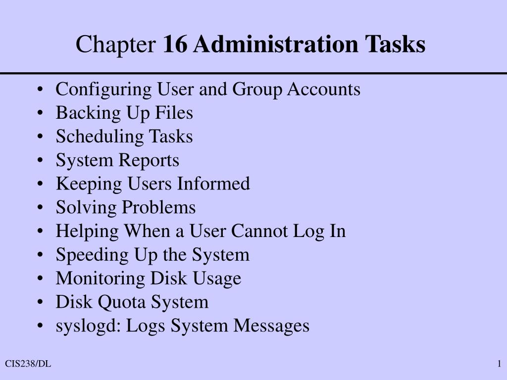 PPT - Chapter 16 Administration Tasks PowerPoint Presentation, free ...