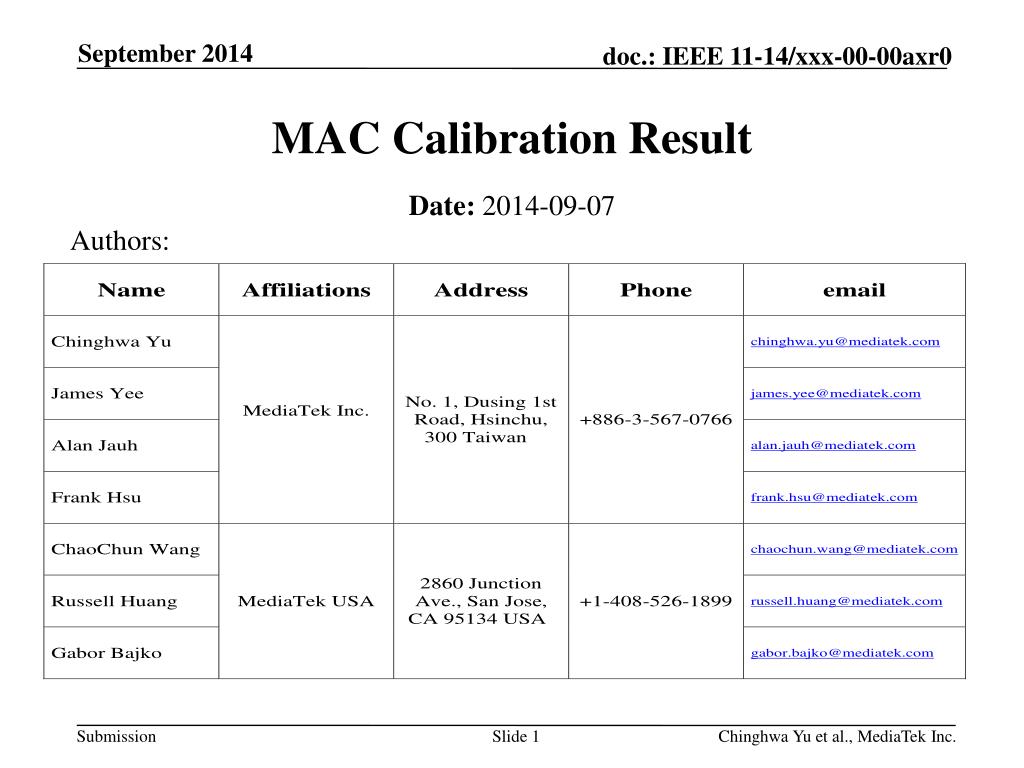 PPT - MAC Calibration Result PowerPoint Presentation, free download ...